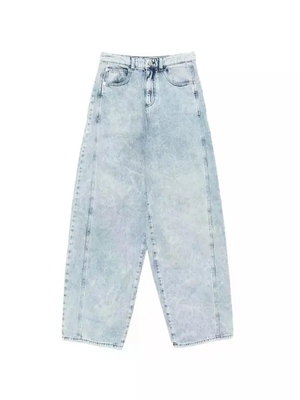 Emporio Armani Acid Wash Jeans With Logo Patch - Blue