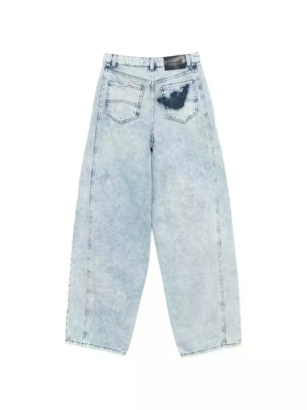 Emporio Armani Acid Wash Jeans With Logo Patch - Blue