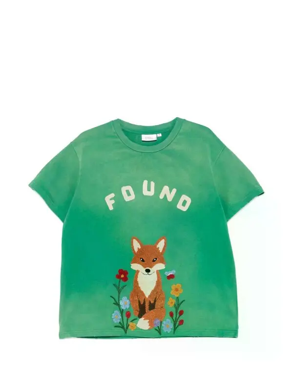 FOUND Fox-embroidered T-shirt