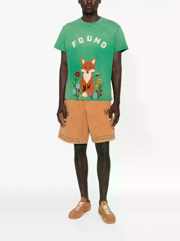 FOUND Fox-embroidered T-shirt