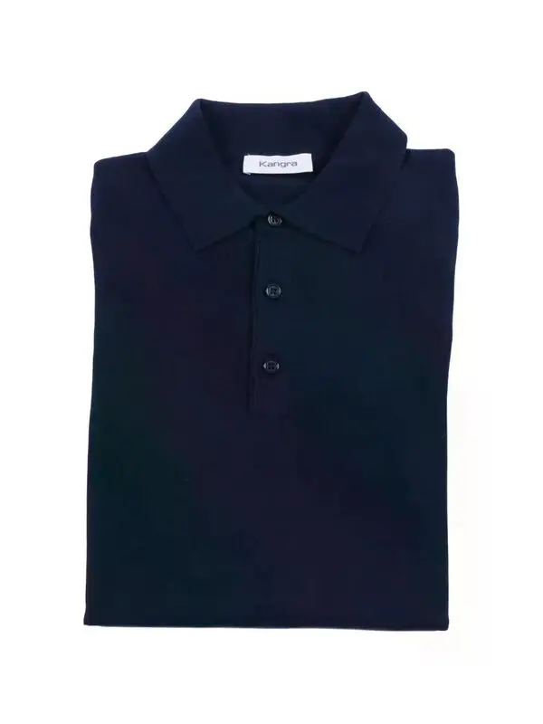 KANGRA Short-sleeve Knit Polo Shirt - Blue