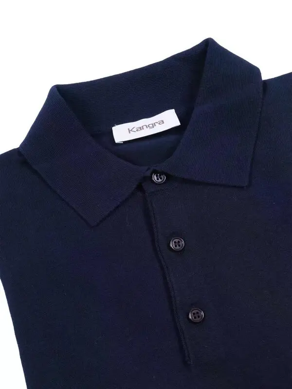 KANGRA Short-sleeve Knit Polo Shirt - Blue