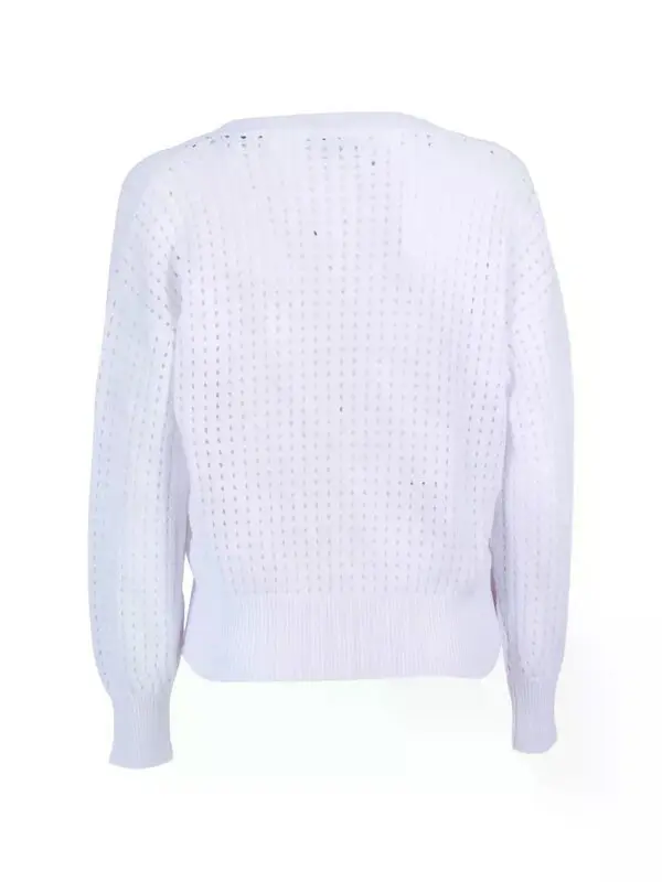 KANGRA Open-knit V-neck Sweatshirt - White
