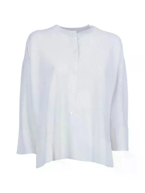 KANGRA Sequin-embellished Button-up Sweater - White