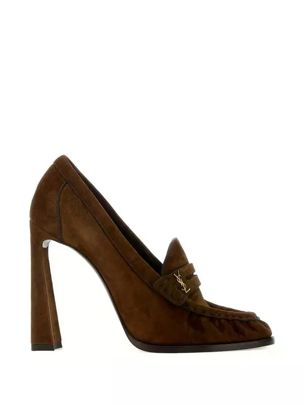 Saint Laurent Le Loafer Suede Pumps - Brown