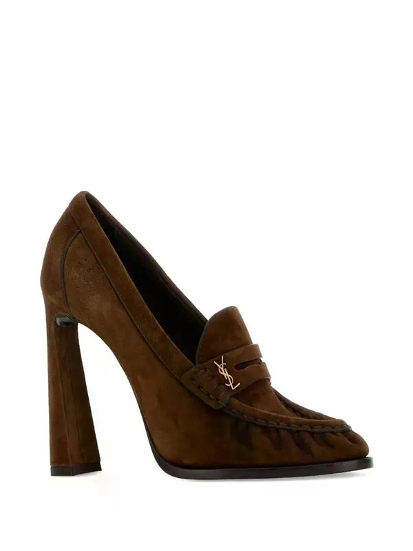 Saint Laurent Le Loafer Suede Pumps - Brown