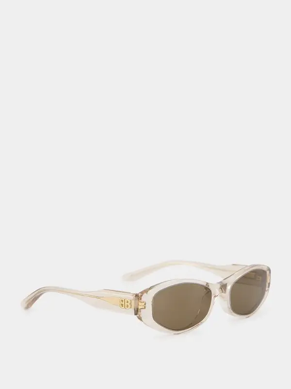 Balenciaga Nova Oval Sunglasses - Beige