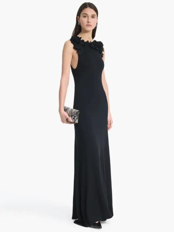 Altuzarra Woolfe Gown With Floral Applique - Black