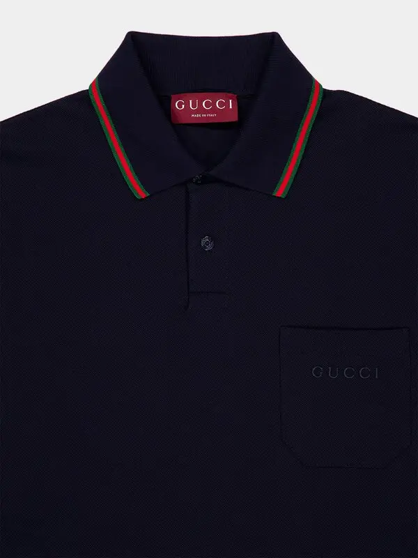 Gucci Dark Embroidered Polo Shirt - Blue