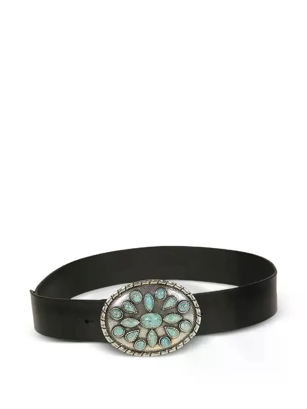 ORTIGNI Embellished Leather Belt - Black