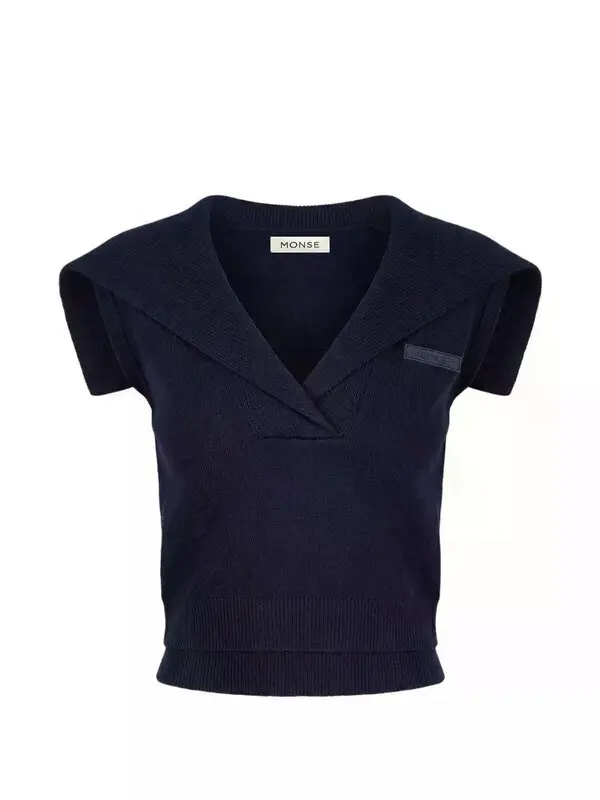 Monse Sailor Collar V-neck Knit Top - Blue