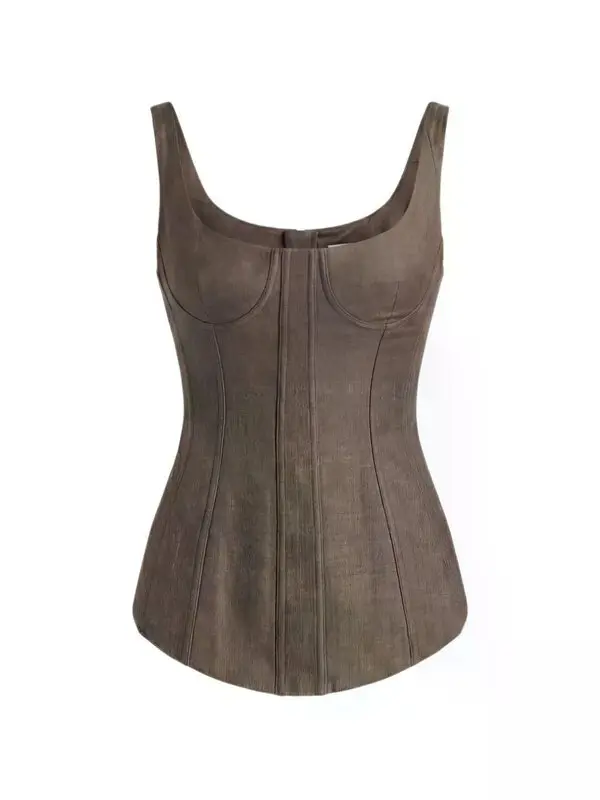 Monse Sleeveless Corset Top - Brown