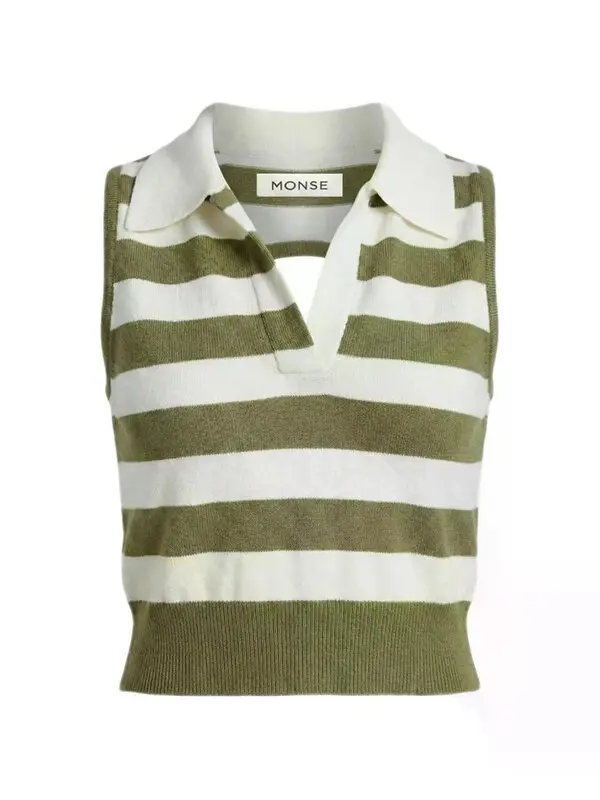 Monse Striped Polo-collar Top