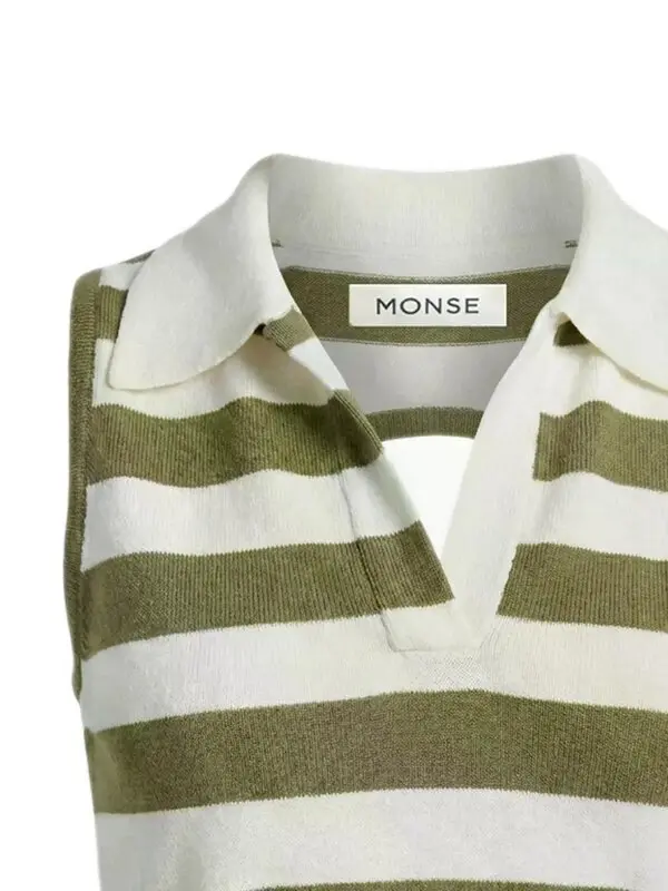 Monse Striped Polo-collar Top