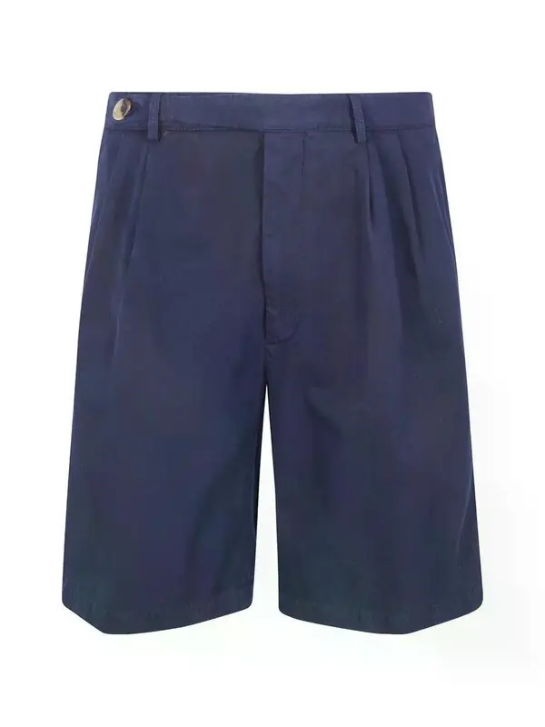 Brunello Cucinelli Pleated Cotton Shorts - Blue