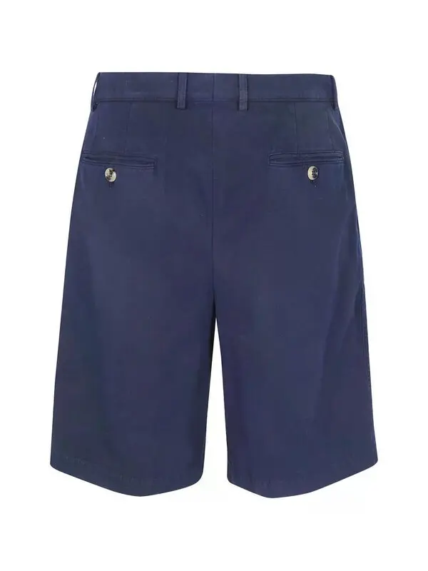 Brunello Cucinelli Pleated Cotton Shorts - Blue