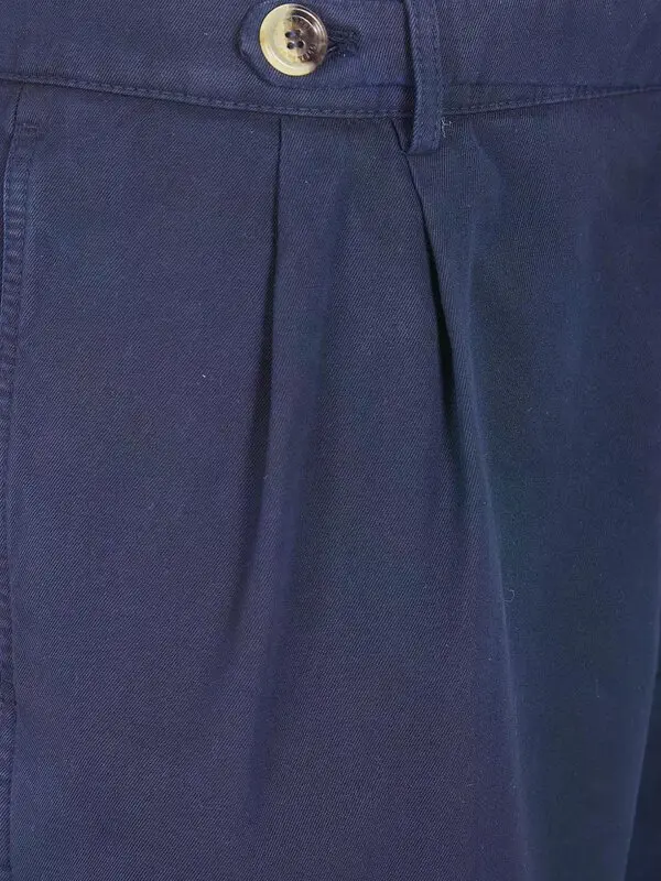 Brunello Cucinelli Pleated Cotton Shorts - Blue
