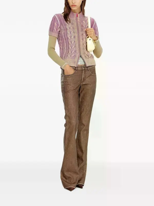 DIESEL® Cable-knit Short-sleeve Cardigan - Purple