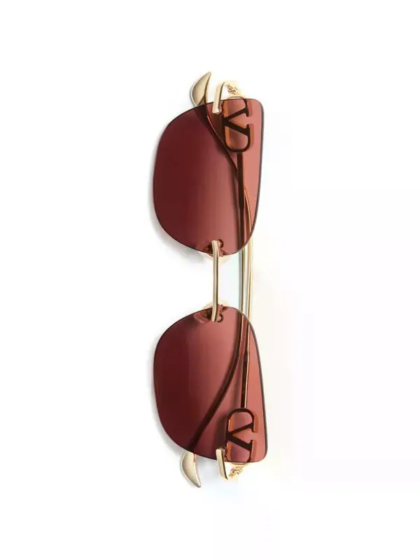 Valentino Garavani Geometric Metal Cat Eye Sunglasses - Gold