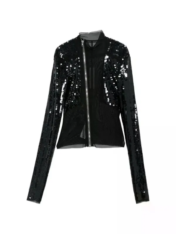 Rick Owens Gary Sequin Mesh Jacket - Black