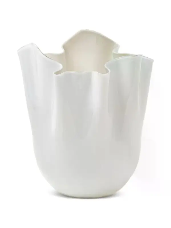 VENINI Fazzoletto Ruffled Vase - White