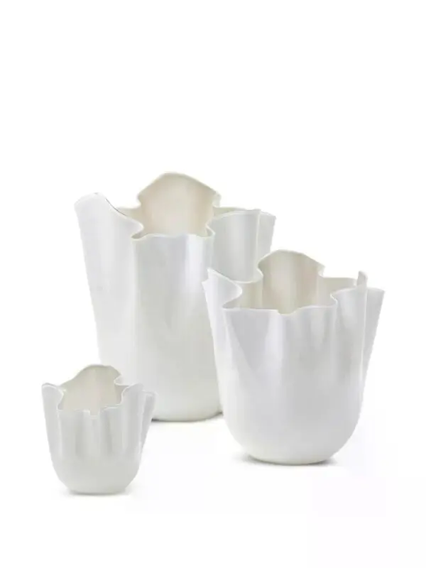 VENINI Fazzoletto Ruffled Vase - White