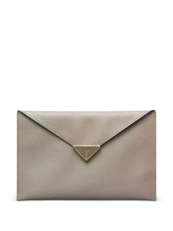 Prada Saffiano Leather Envelope Clutch - Neutrals