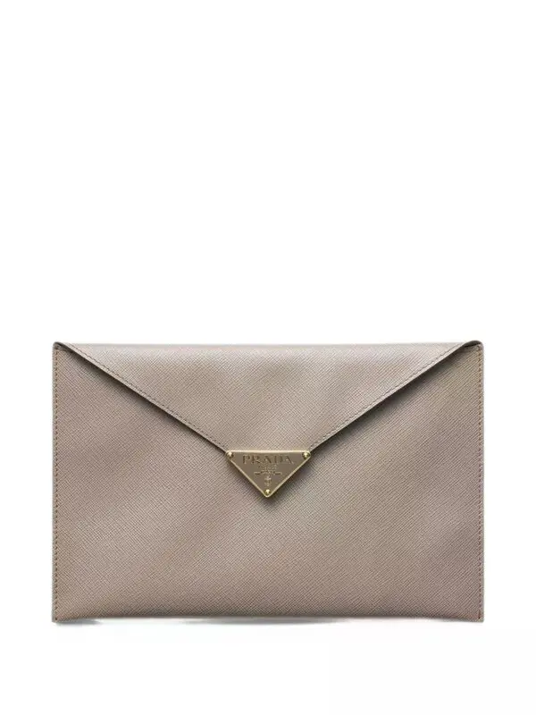 Prada Saffiano Leather Envelope Clutch - Neutrals
