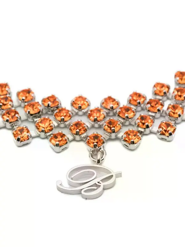Blumarine Crystal-embellished B-logo Necklace - Silver