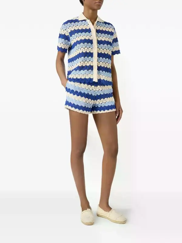 MC2 SAINT BARTH Striped Crochet-knit Shorts