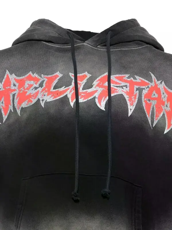 HELLSTAR Graffiti-print Cropped Hoodie - Black