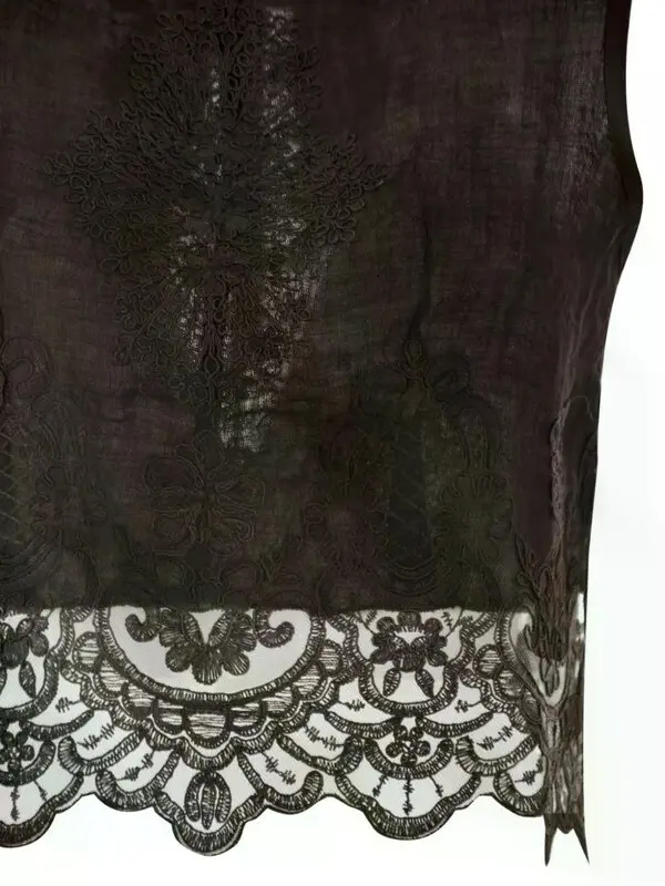 Maurizio Mykonos Lace-Hem Top In Black - 6% Off | Editorialist