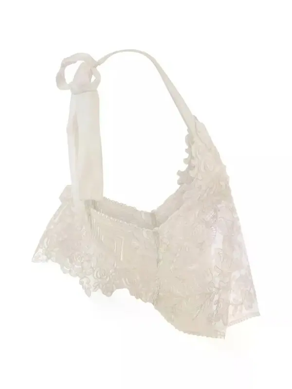 MAURIZIO MYKONOS Embroidered Tie-shoulder Top