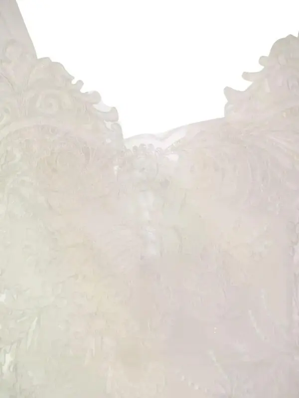 MAURIZIO MYKONOS Embroidered Tie-shoulder Top