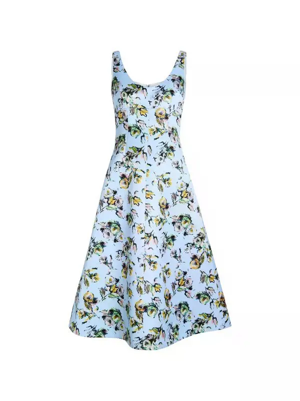 EMILIA WICKSTEAD Abella Floral-print Midi Dress - Blue