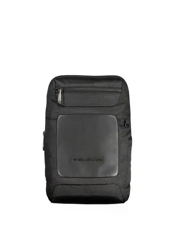 PIQUADRO Leather-panelled Mono-sling Shoulder Bag - Black