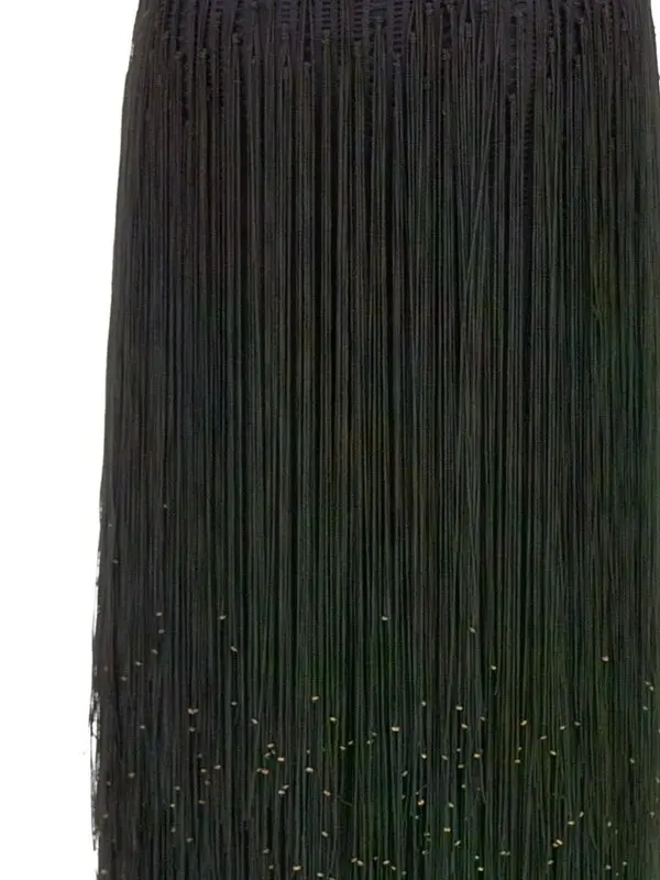 BLESS Athos Bead-embellished Fringed Maxi Skirt