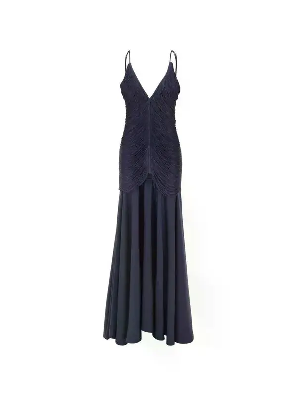BLESS Nostalgia Fringe-detailed Maxi Dress - Blue