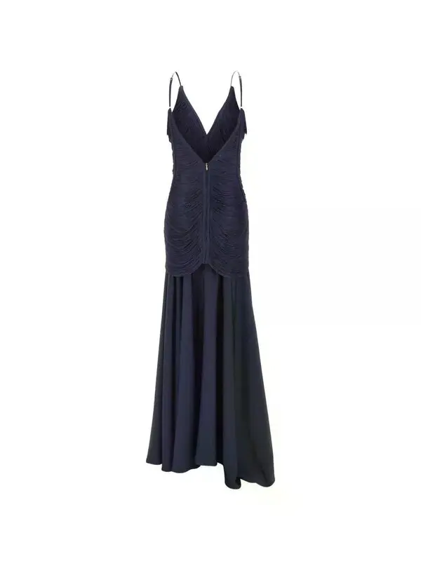 BLESS Nostalgia Fringe-detailed Maxi Dress - Blue