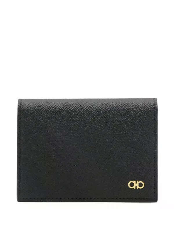 FERRAGAMO Gancini Pebbled Leather Wallet - Black