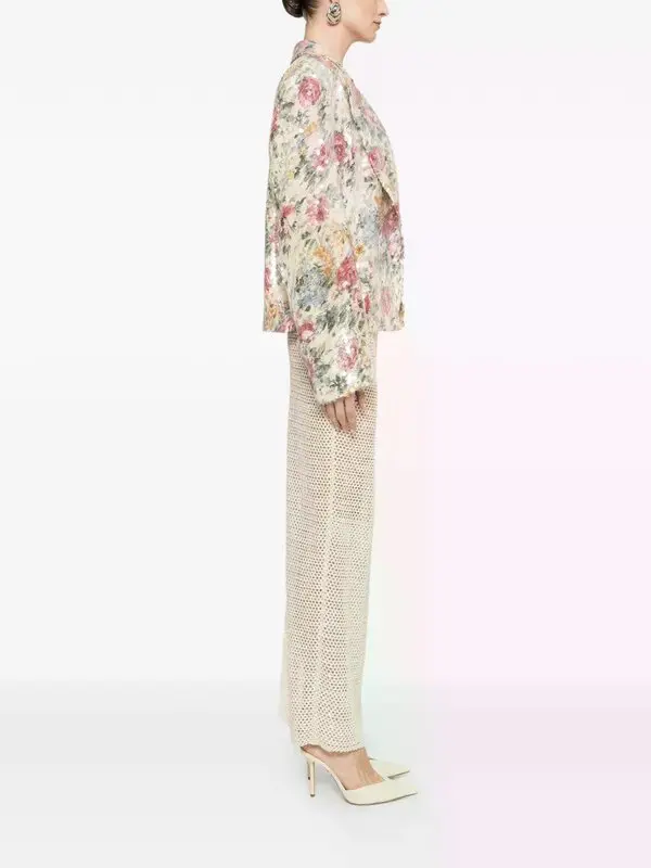 NISSA Floral-print Sequin-embellished Blazer