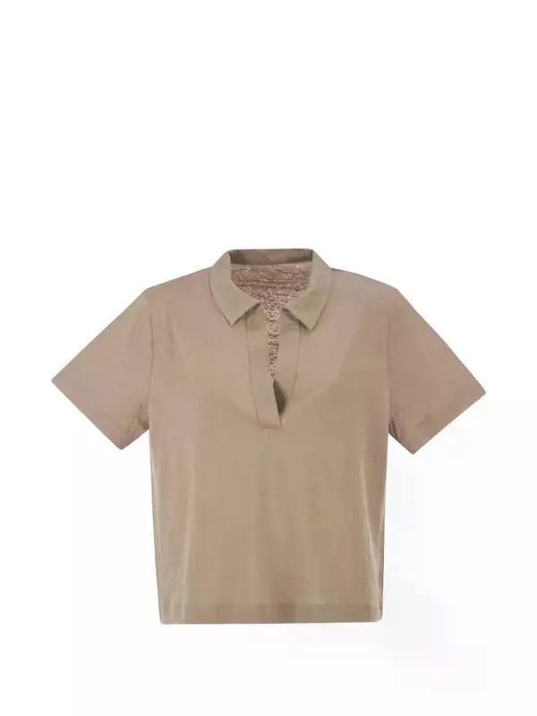 Majestic Filatures Cropped V-neck Polo Shirt - Neutrals
