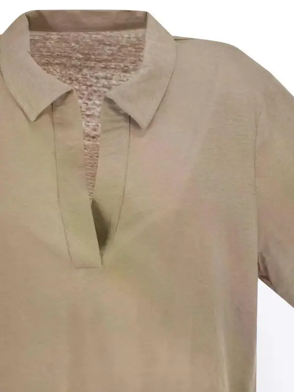 Majestic Filatures Cropped V-neck Polo Shirt - Neutrals