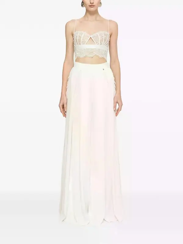 NISSA Lace-up Palazzo Trousers - White