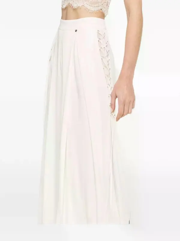 NISSA Lace-up Palazzo Trousers - White