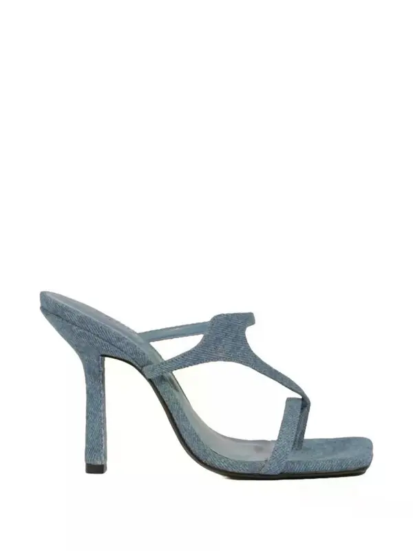 Schutz Floral-appliqué Denim Stiletto Sandals