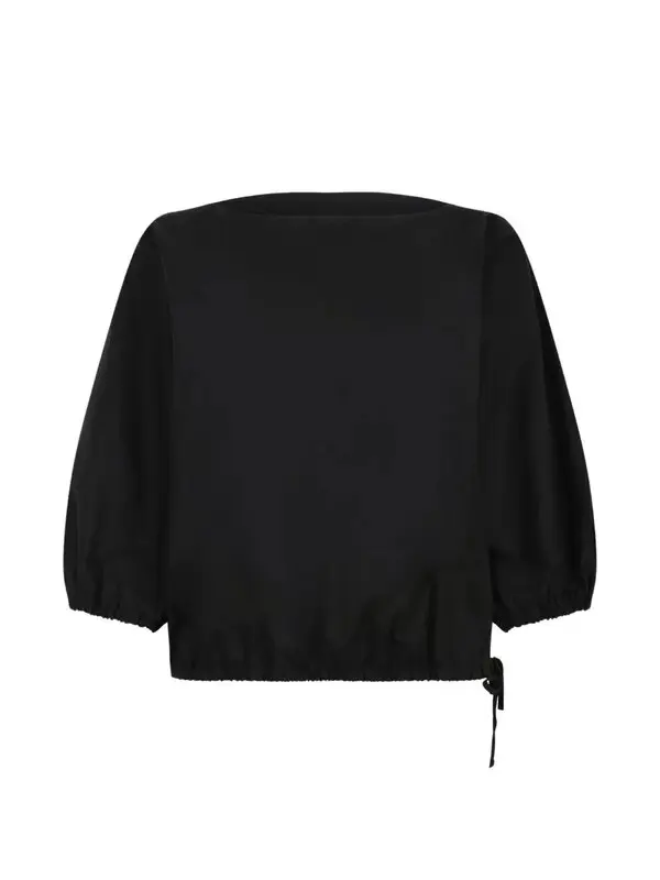 DOUUOD Drawstring-hem Puff-sleeve Blouse
