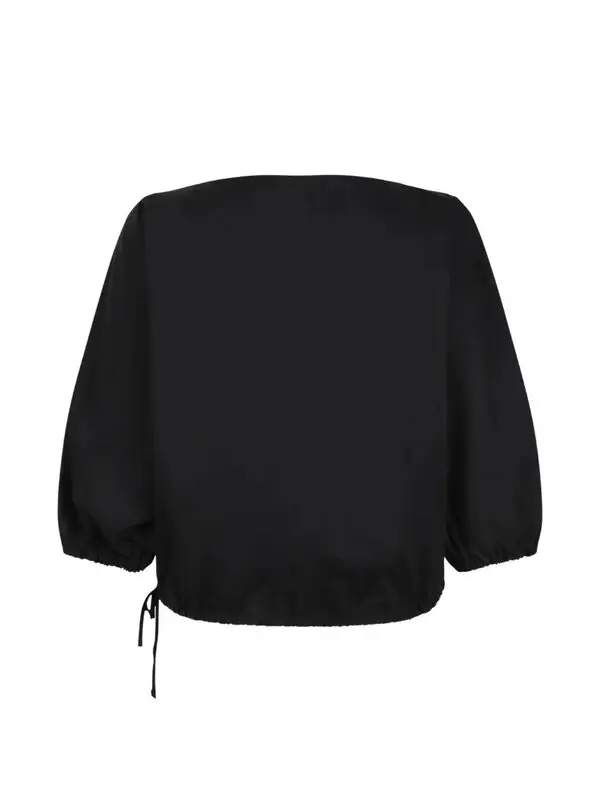 DOUUOD Drawstring-hem Puff-sleeve Blouse