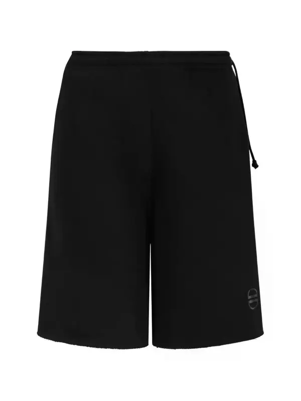 DOUUOD Logo-print Raw-edge Shorts