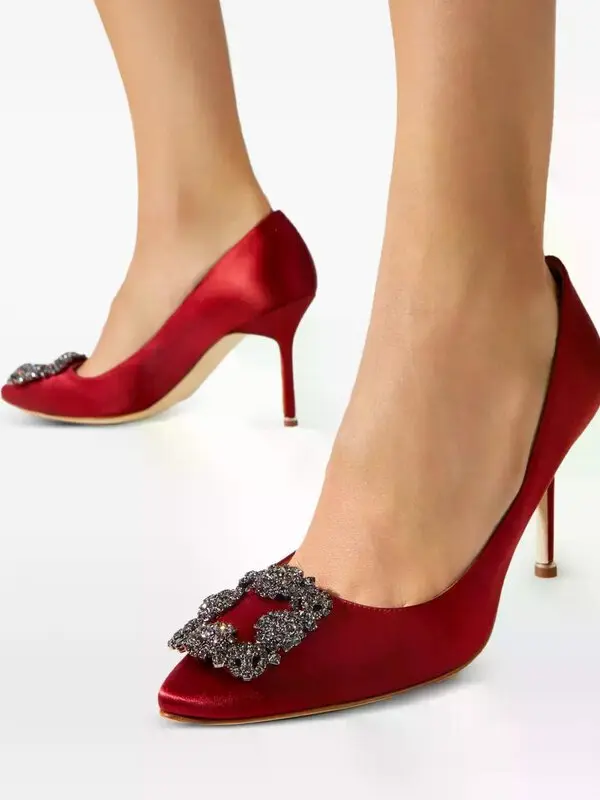 Manolo Blahnik Hangisi 90 Crystal-buckle Pumps